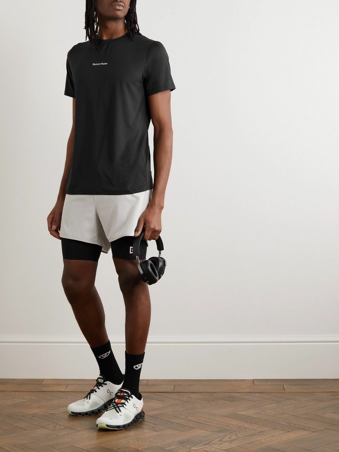 DISTRICT VISION - Aloe Logo-Print Perforated Stretch-Jersey T-Shirt ...