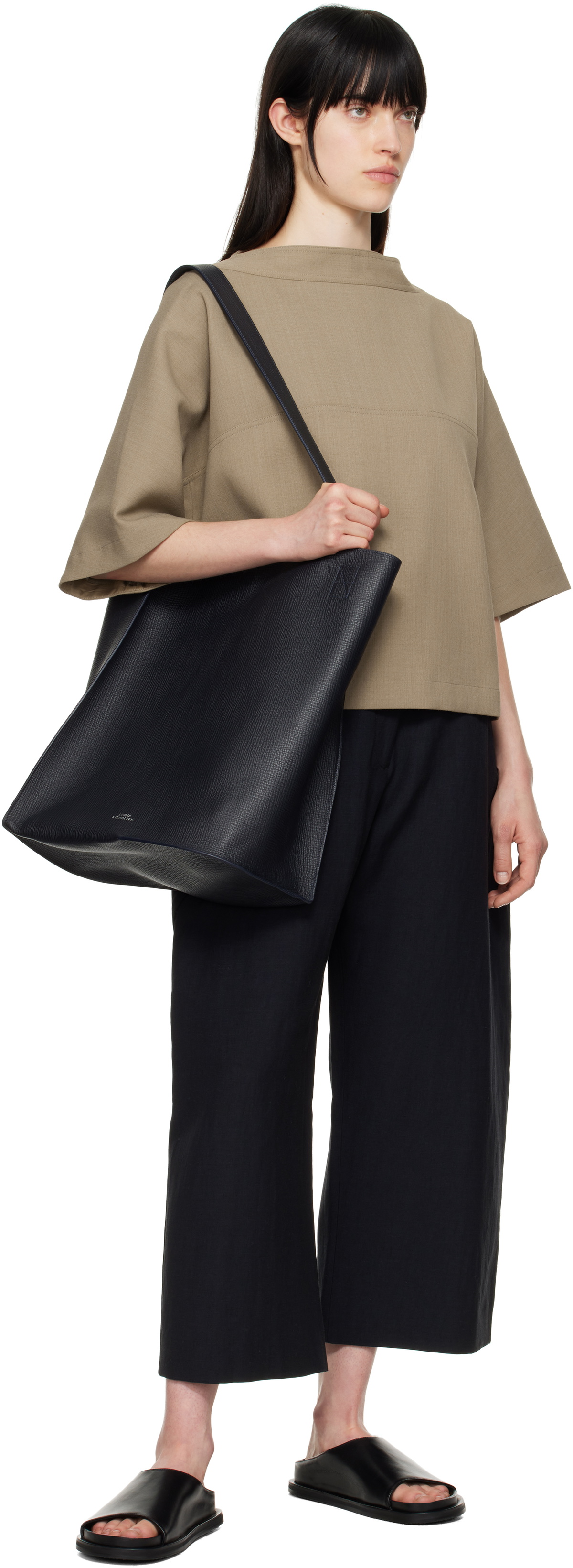 Studio Nicholson Navy Doublet Type 2 Leather Tote Studio Nicholson