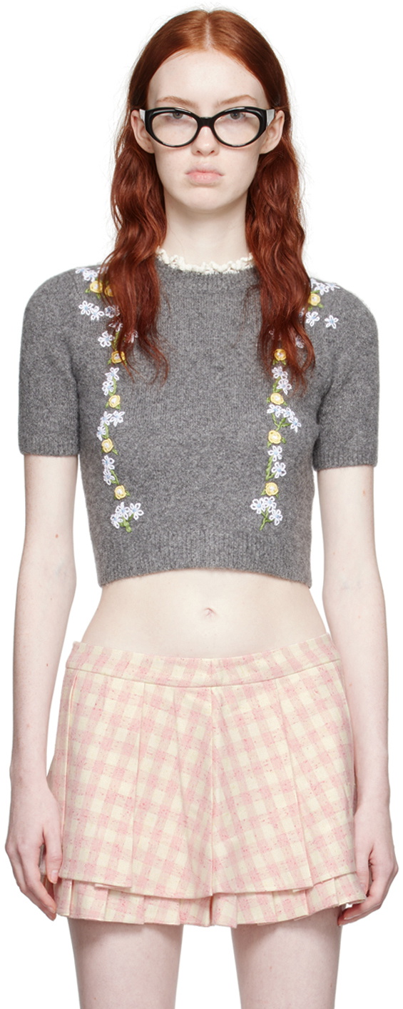 Shushu/Tong Gray Floral Sweater Shushu/Tong