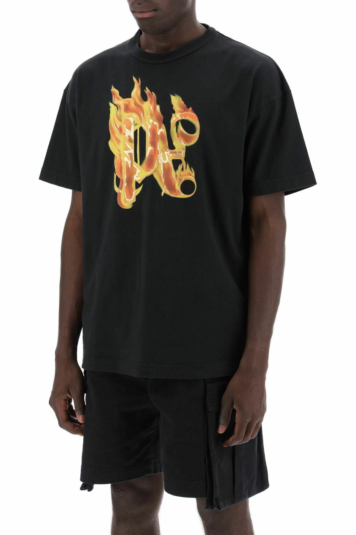 PALM ANGELS "burning monogram t Black Palm Angels