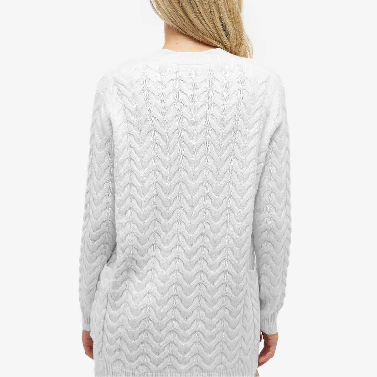 Max Mara Women's Brioso Oversized Cable Knit Cardigan in White Max Mara