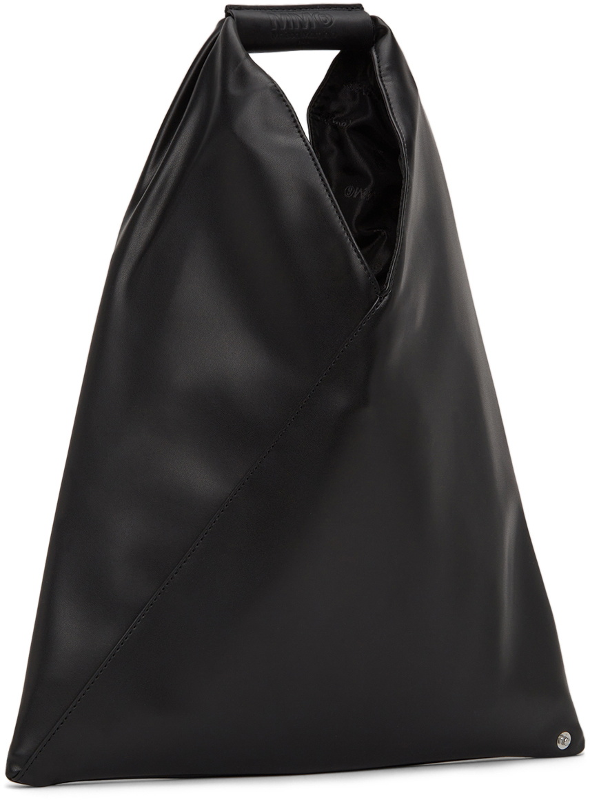MM6 Maison Margiela Black Small Faux-Leather Triangle Tote MM6 Maison ...
