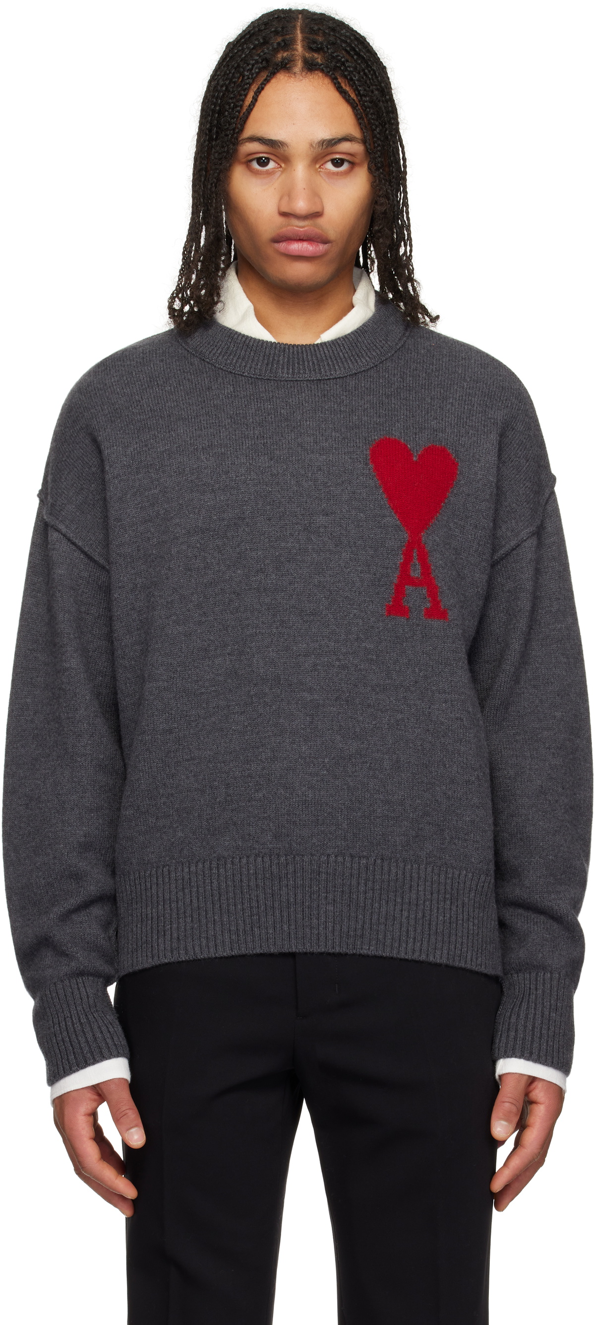 AMI Paris Gray Ami de Coeur Sweater AMI
