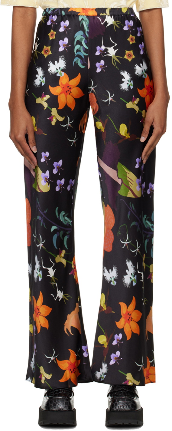 Silk Laundry Black Flare Lounge Pants Silk Laundry
