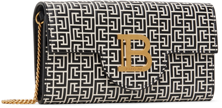 Balmain Black & Off-White B-Buzz Labyrinth Monogram Bag Balmain