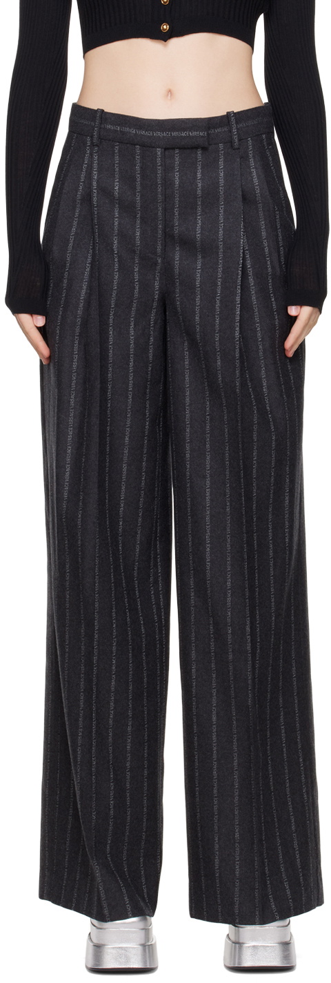 Versace Gray Pleated Trousers Versace