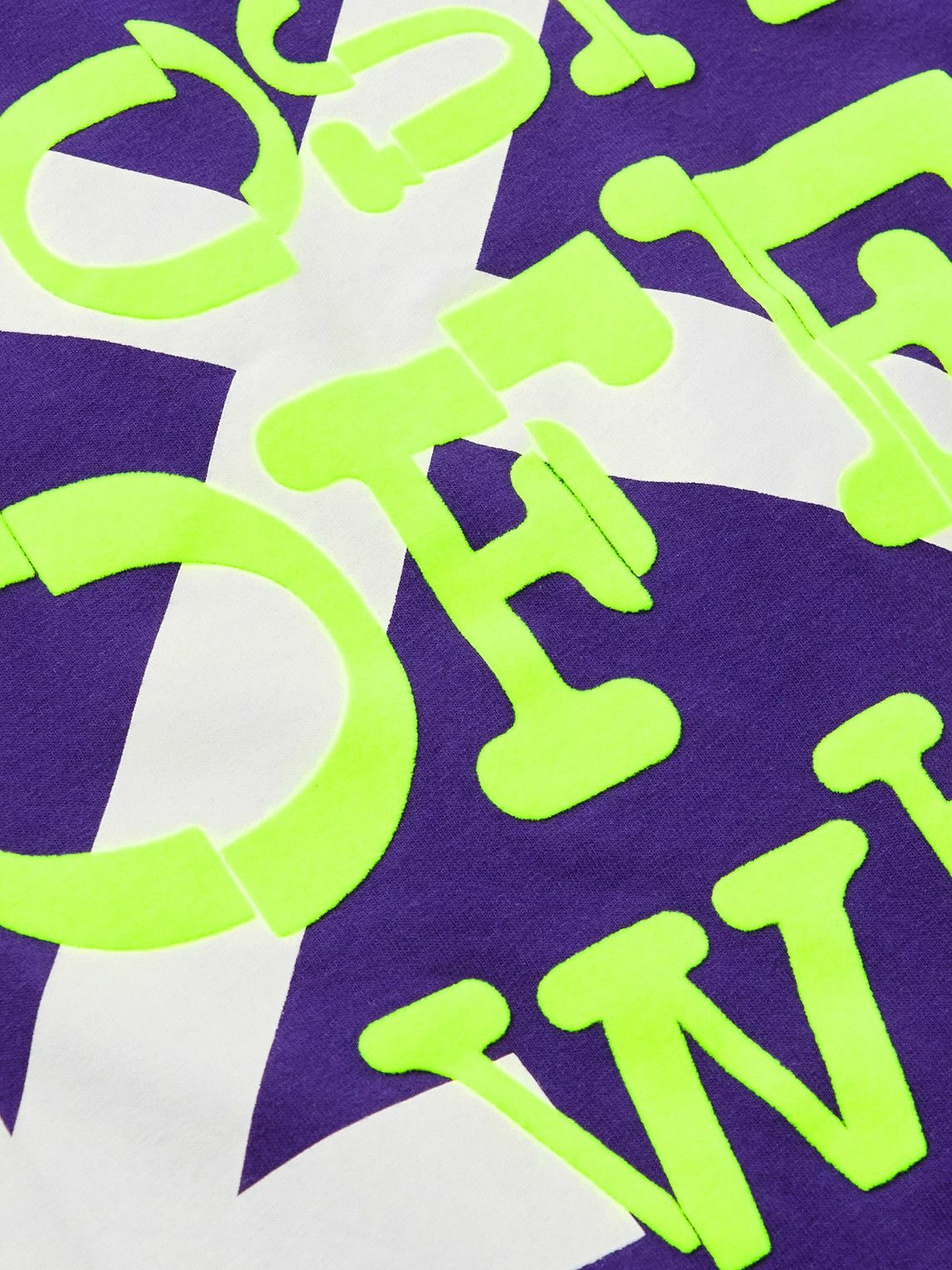 Off-White - Logo-Flocked Cotton-Jersey T-Shirt - Purple Off-White