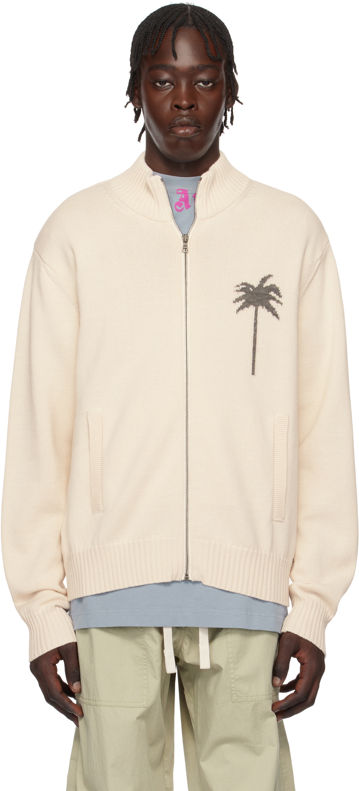 Palm Angels Off-White Palms Knit Track Jacket Palm Angels