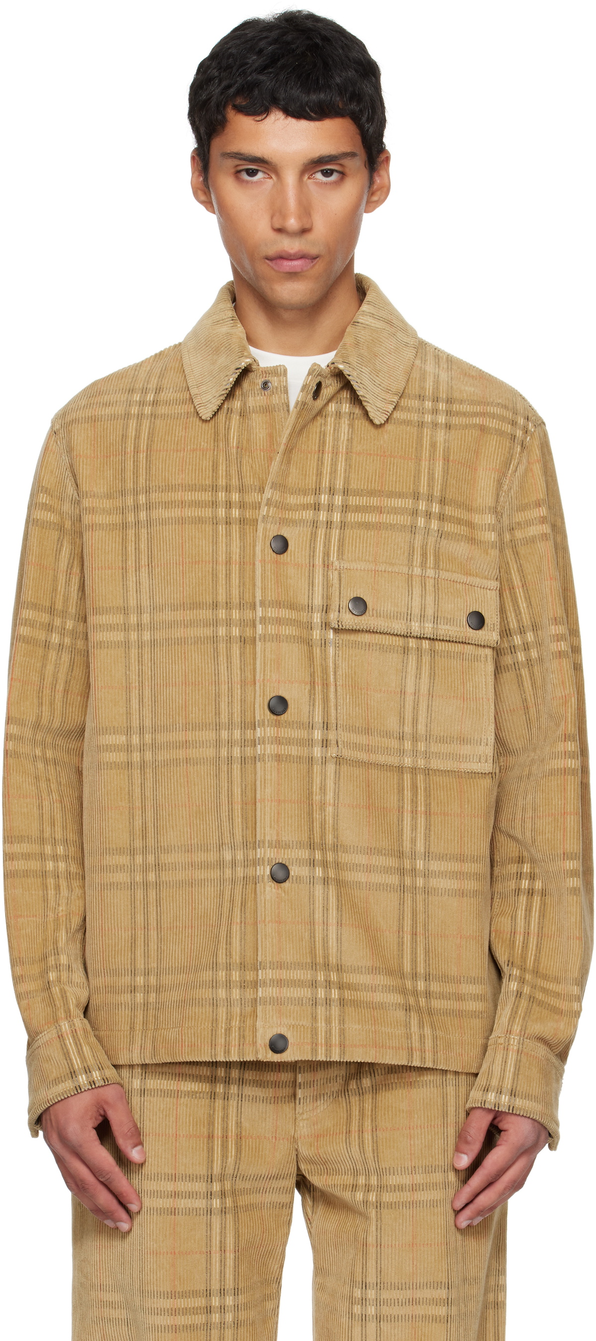 Burberry Beige Check Corduroy Shirt Burberry