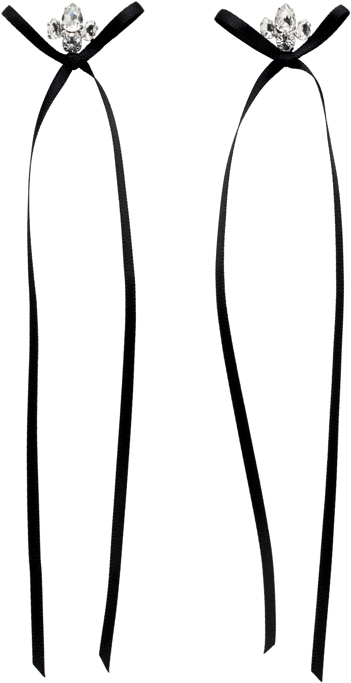 Simone Rocha Silver & Black Victorian Bow Ribbon Stud Earrings Simone Rocha