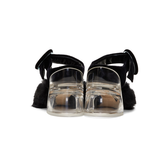 Simone Rocha Black Faux-Fur Heeled Sandal Simone Rocha