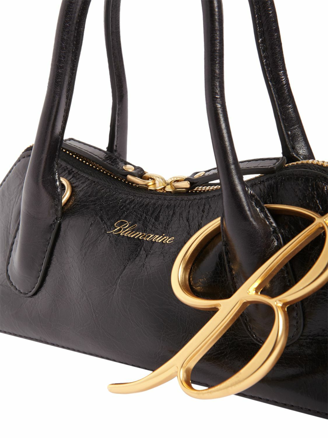 BLUMARINE - Mini Bugatti Leather Top Handle Bag Blumarine