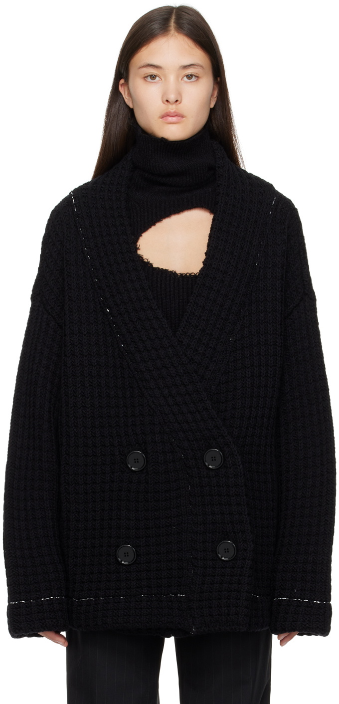 MM6 Maison Margiela Black Double-Breasted Jacket MM6 Maison Margiela