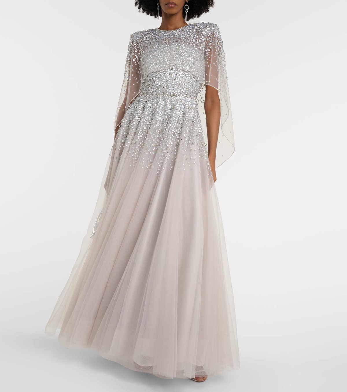 Jenny Packham Osha embellished caped tulle gown Jenny Packham