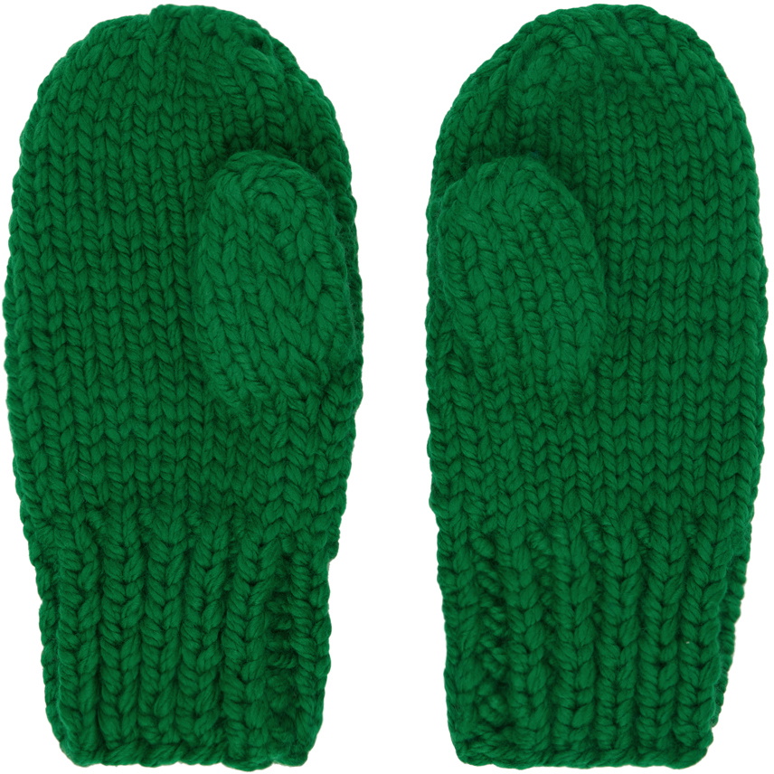 Maison Margiela Green Childish Stitches Mittens Maison Margiela