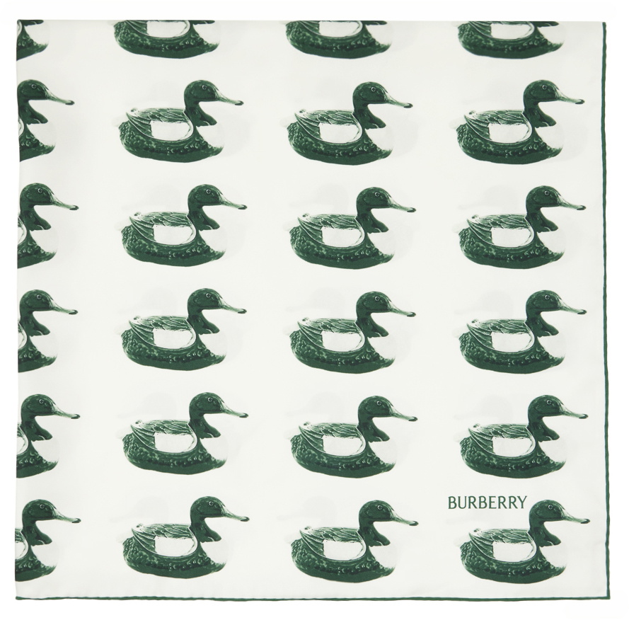 Burberry Green & White Duck Print Scarf Burberry
