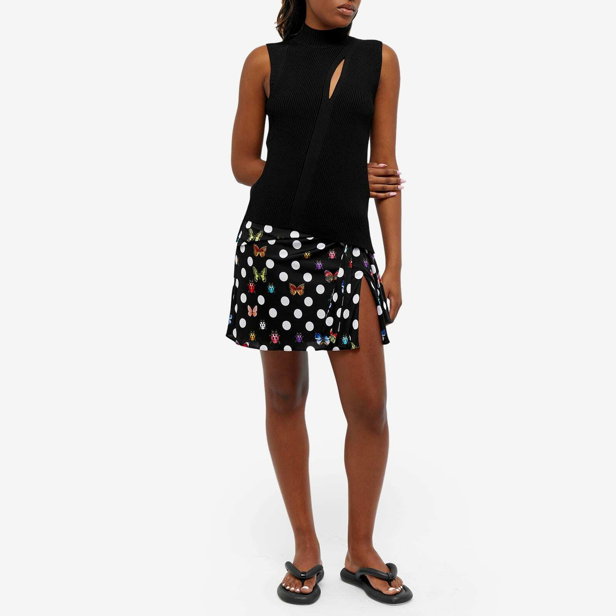 Versace Women's Cut Out Knit Top in Black Versace