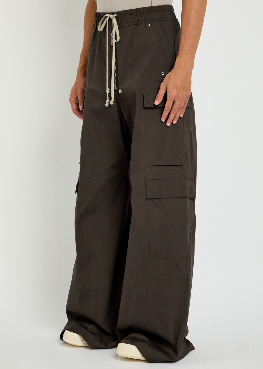 Rick Owens Cargobela Wide-leg Stretch-cotton Cargo Trousers Brown Rick ...