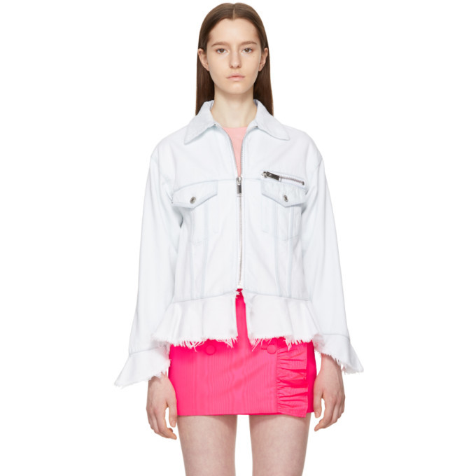 MSGM Blue Ruffled Denim Jacket MSGM