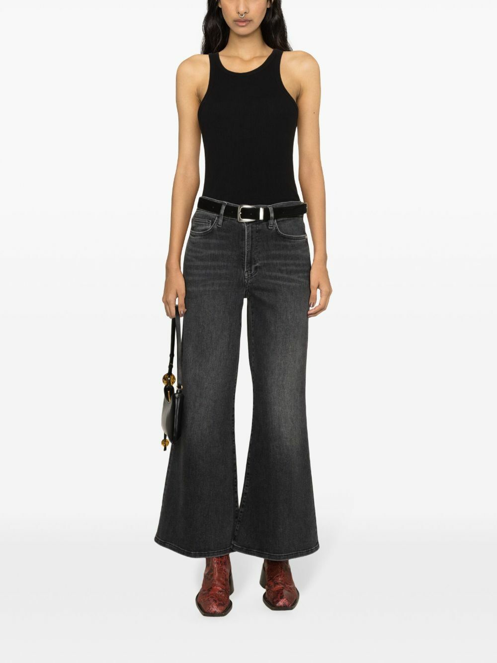 FRAME Black Le Palazzo Wide-Leg Jeans Frame Denim