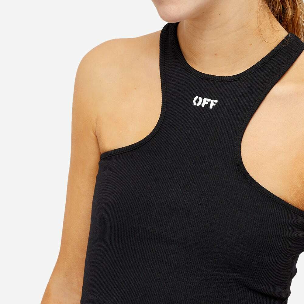 Off-White Women's Off Stamp Logo Ribbed Crop Top in Black Off-White