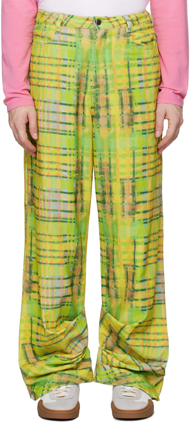 Collina Strada Yellow & Green Plaid Dante Trousers Collina Strada