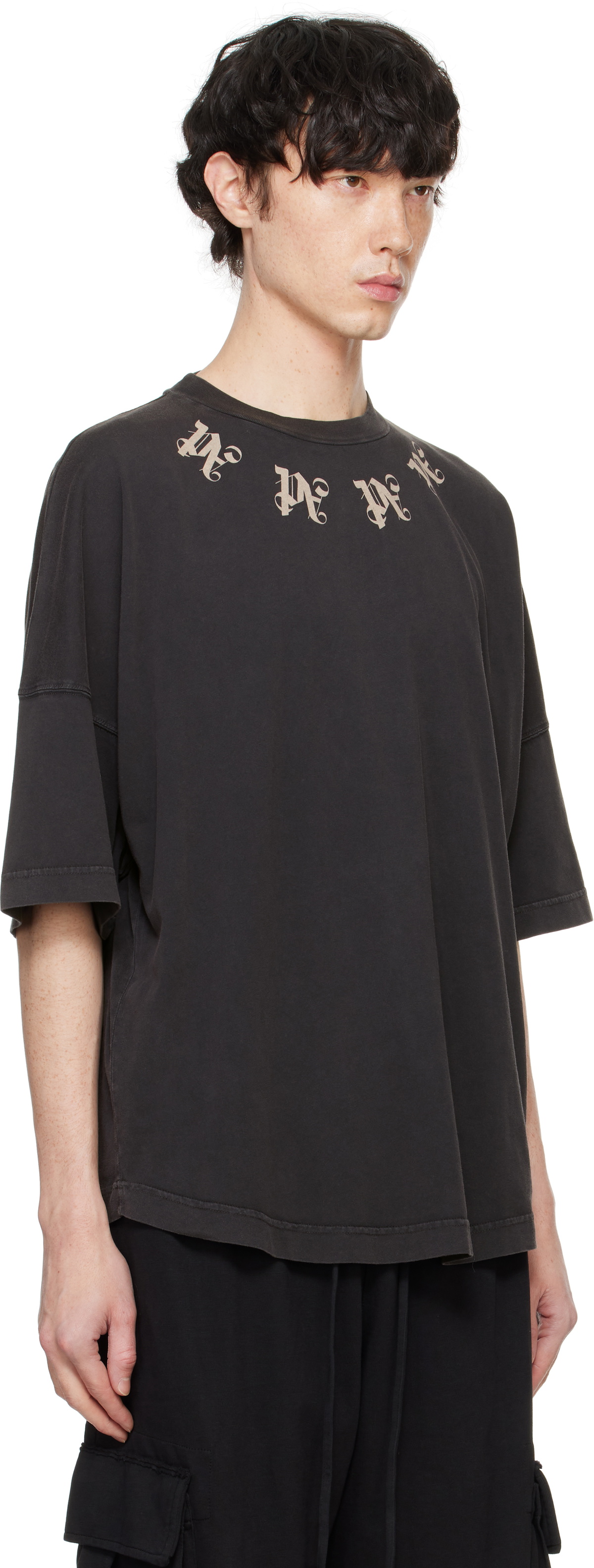 Palm Angels Black Statement Monogram T-shirt Palm Angels