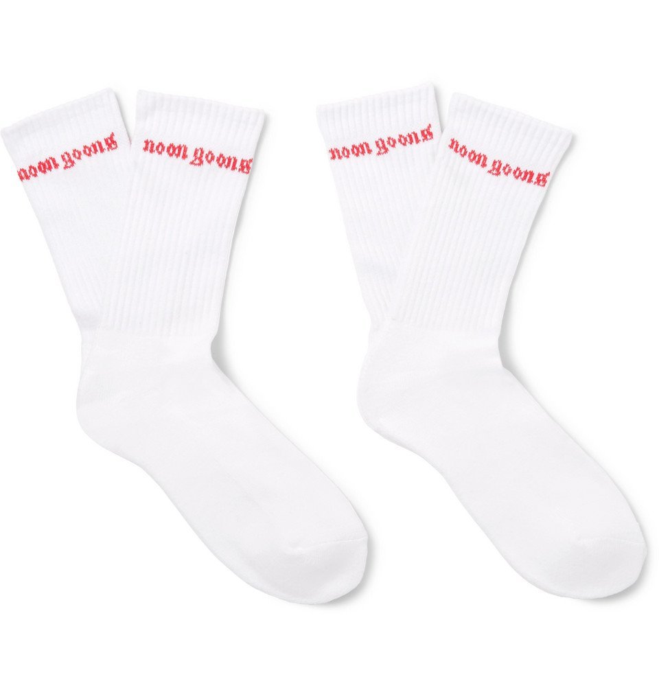 Noon Goons - Logo-Intarsia Stretch-Knit Socks - Men - White Noon Goons