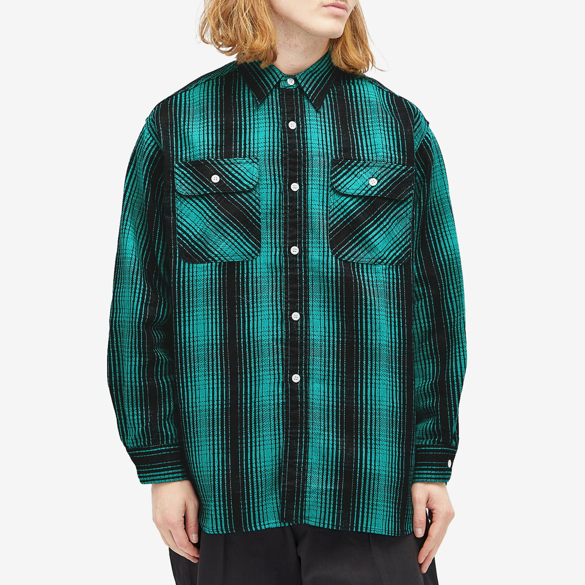 Beams Plus Men's Flannel Work Shirt in Green Beams Plus
