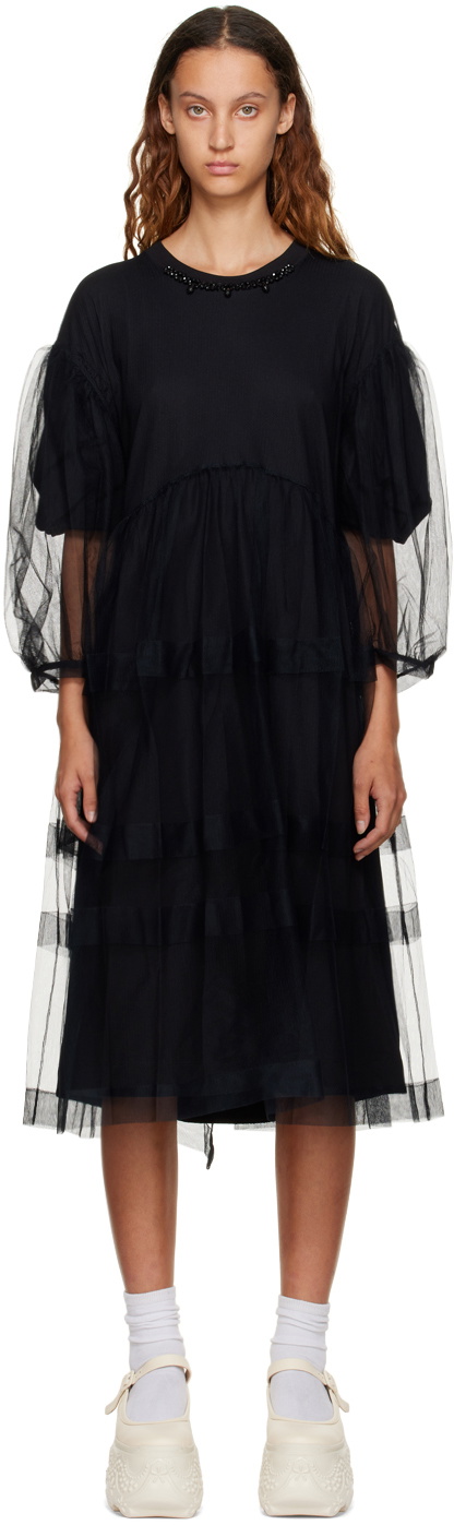 Simone Rocha Black Tiered Midi Dress Simone Rocha