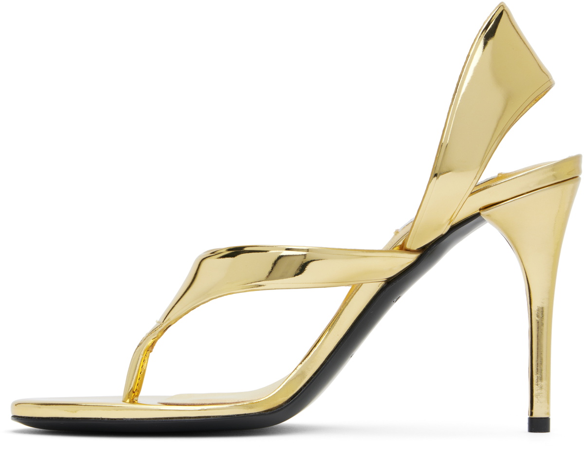 ALAÏA Gold Infradito Heeled Sandals ALAÏA
