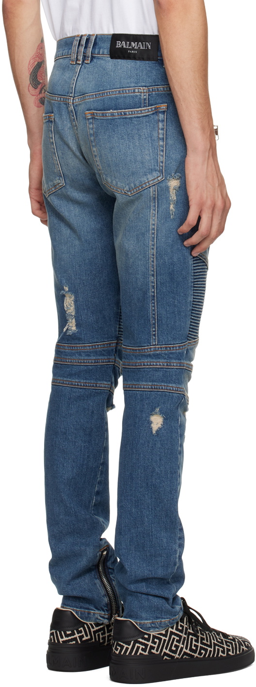 Balmain Blue Biker Jeans Balmain