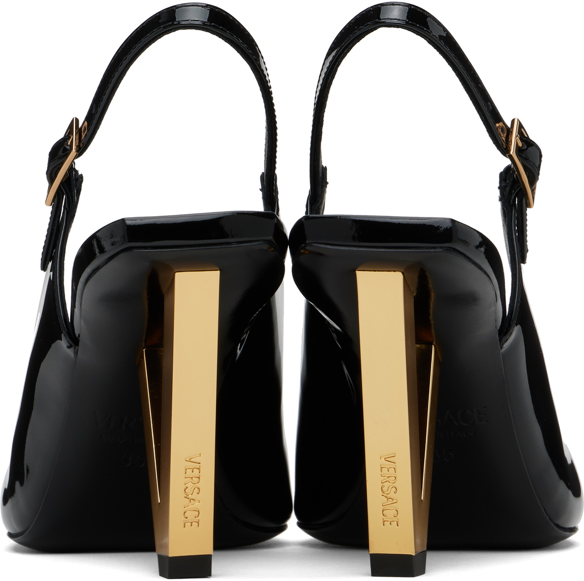 Versace Black V2025 Patent Slingback 85 mm Heels Versace