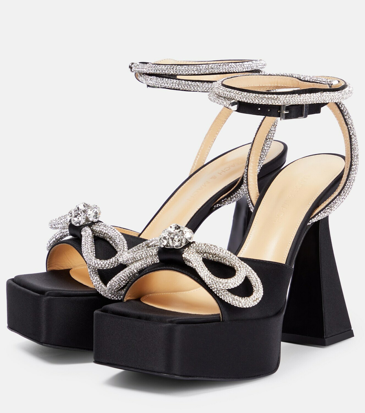 Mach & Mach - Double Bow embellished satin platform sandals MACH & MACH