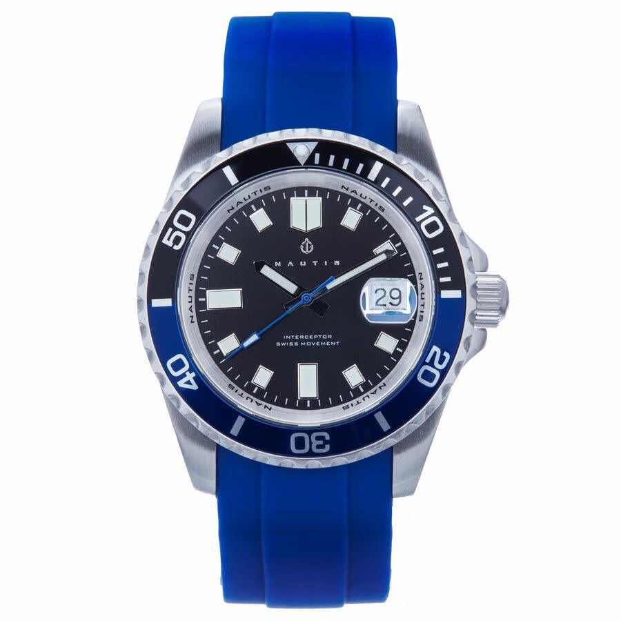 Nautis Interceptor Quartz Black Dial Batman Bezel Mens Watch 19161G-D ...