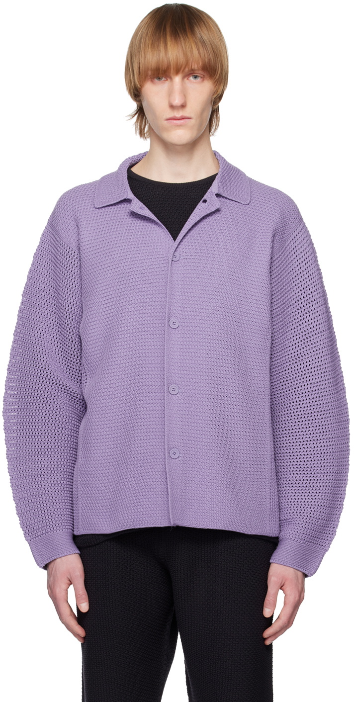 HOMME PLISSÉ ISSEY MIYAKE Purple Rustic Cardigan Homme Plisse Issey Miyake