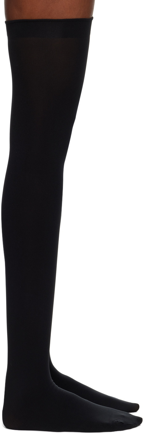 Wolford Black Fatal 80 Seamless Stay-Up Socks Wolford