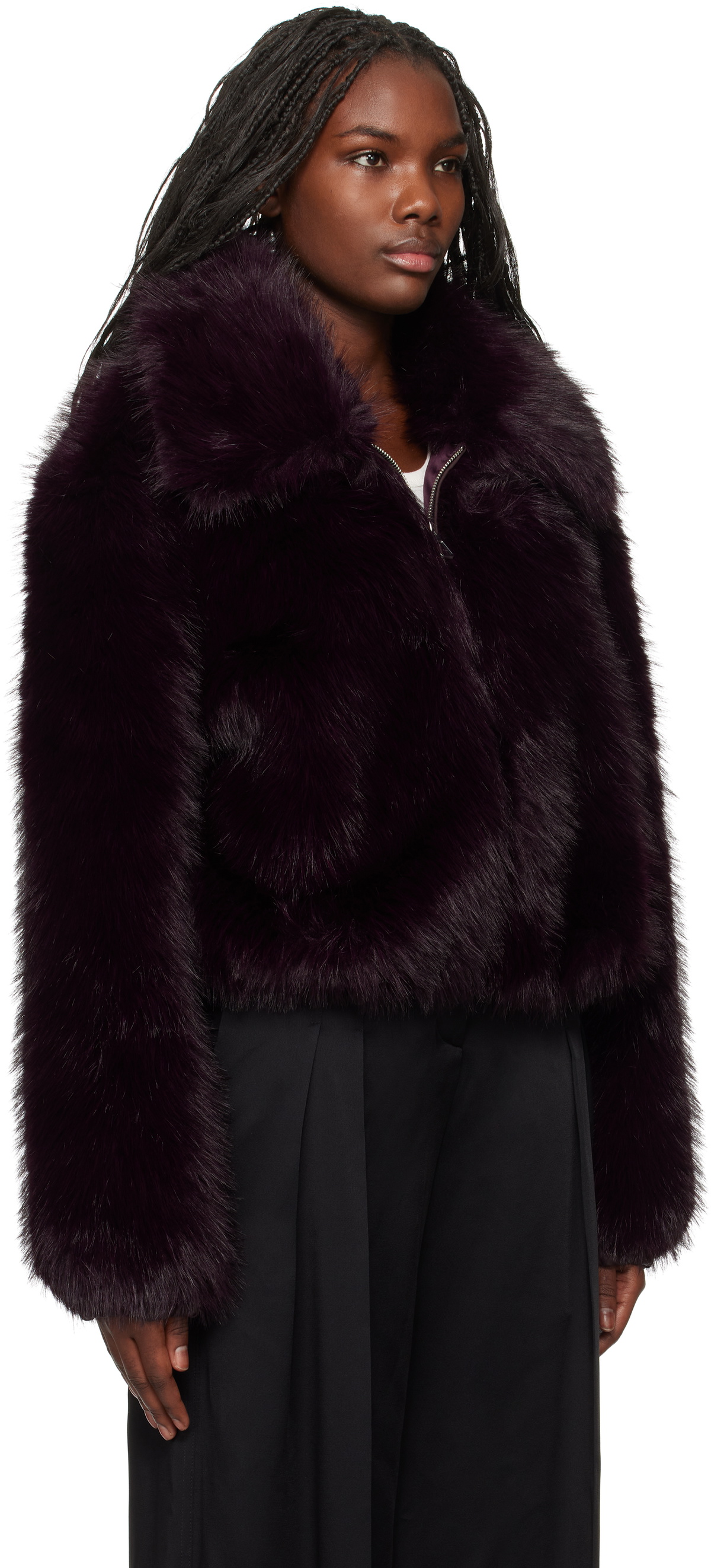 The Frankie Shop Burgundy Hope Faux-Fur Jacket The Frankie Shop