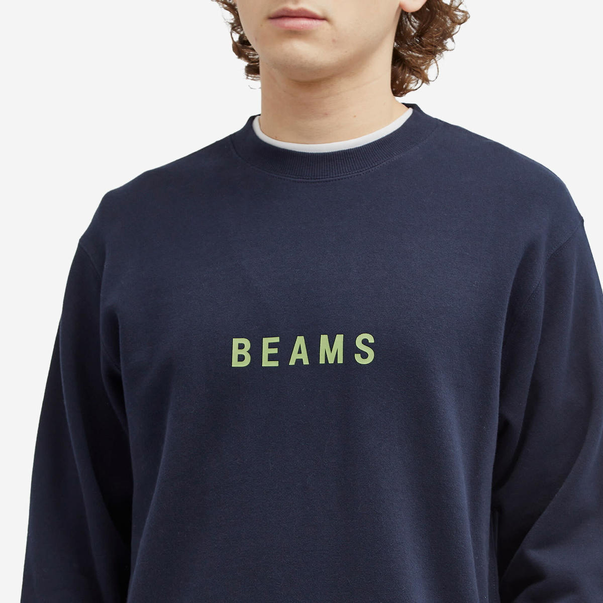 BEAMS Men's Logo Crew Sweatshirt in Navy Beams Boy