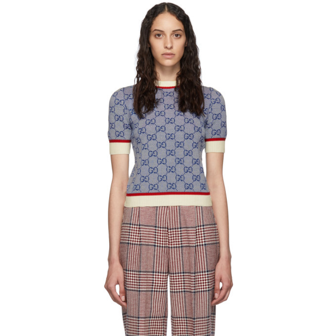 Gucci Blue Knit GG Sweater Gucci