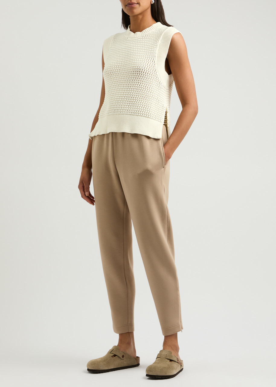Varley Randal Open-knit Cotton-blend Vest Cream Varley