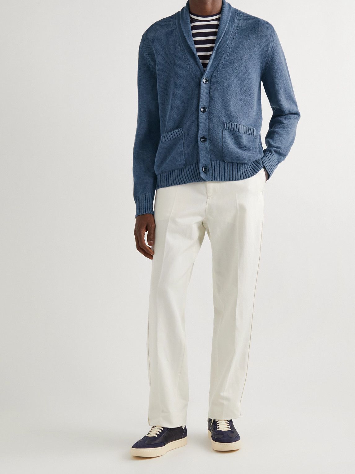 Boglioli - Shawl-Collar Cotton Cardigan - Blue Boglioli