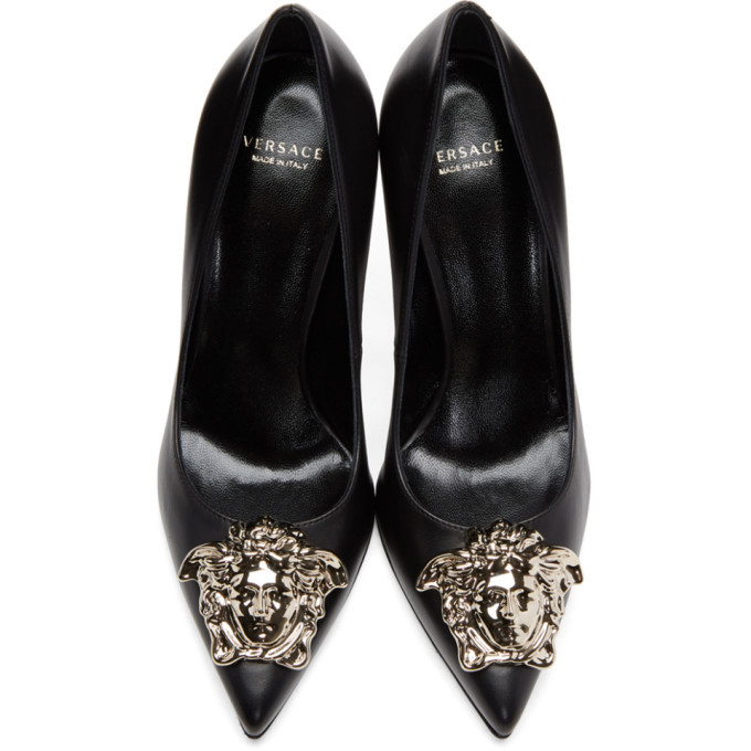 Versace Black and Gold Medusa Heels Versace