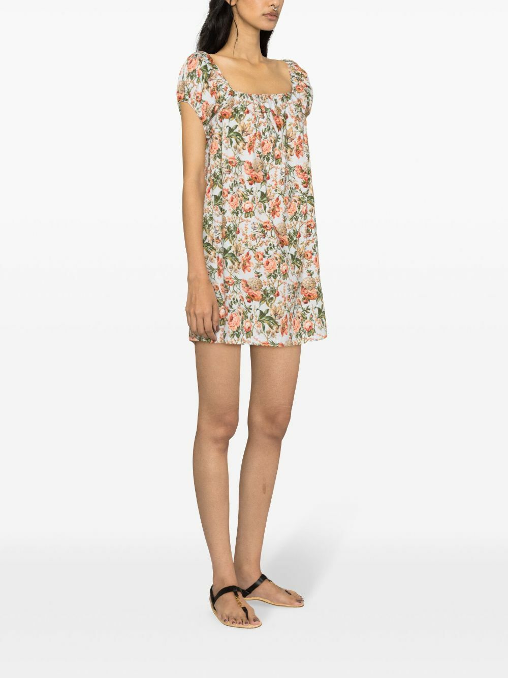 DÔEN Multicolour Floral-Print Cotton Mini Dress DÔEN