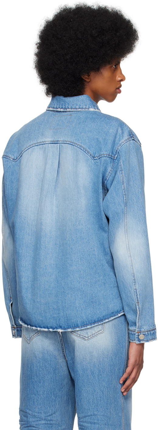 Recto Blue Press-Stud Denim Shirt Recto