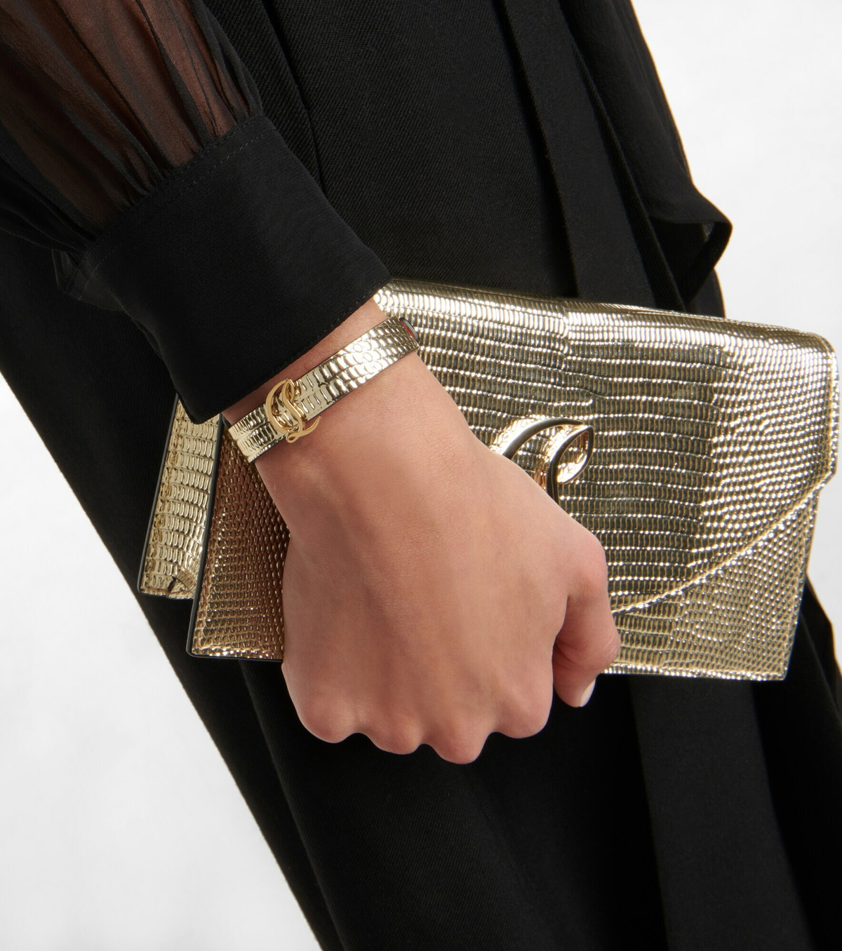 Christian Louboutin - Loubilink lizard-effect leather bracelet ...