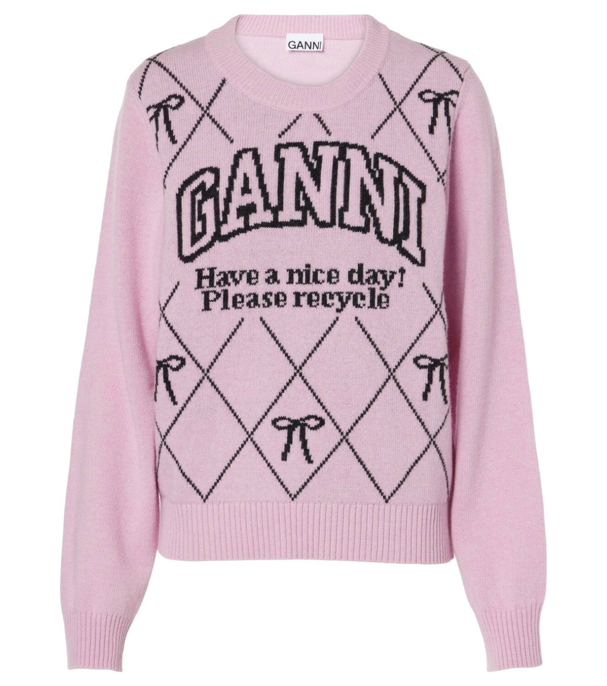 Ganni Logo intarsia wool-blend sweater GANNI