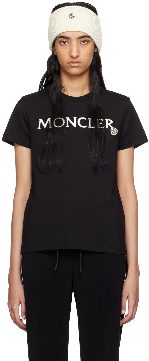Moncler Black Embroidered-Logo T-Shirt Moncler