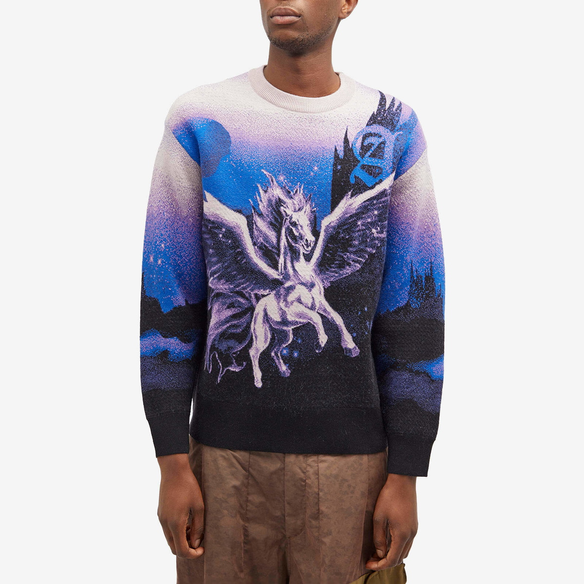 Aries Men's Pegasus Crew Knit Sweatshirt in Purple ARIES