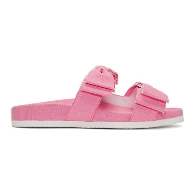 Joshua Sanders Pink Denim Double Bow Slides Joshua Sanders